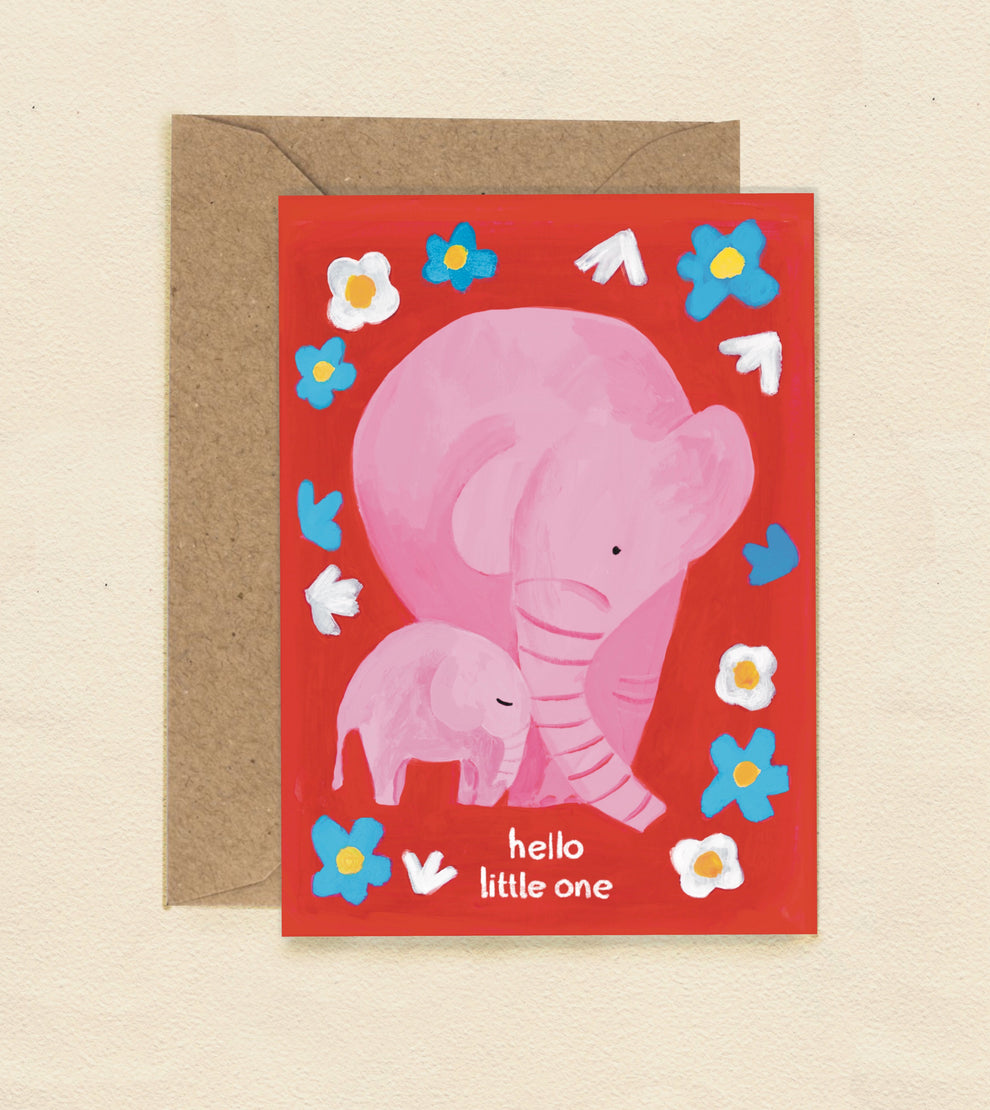 Hello Little One - Elephants Greetings Card | Growing Wilder